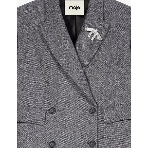 Maje Double-breasted Longline Wool-blend Coat