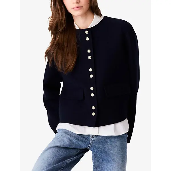Maje Faux Fur-collar Double-faced Wool-blend Coat