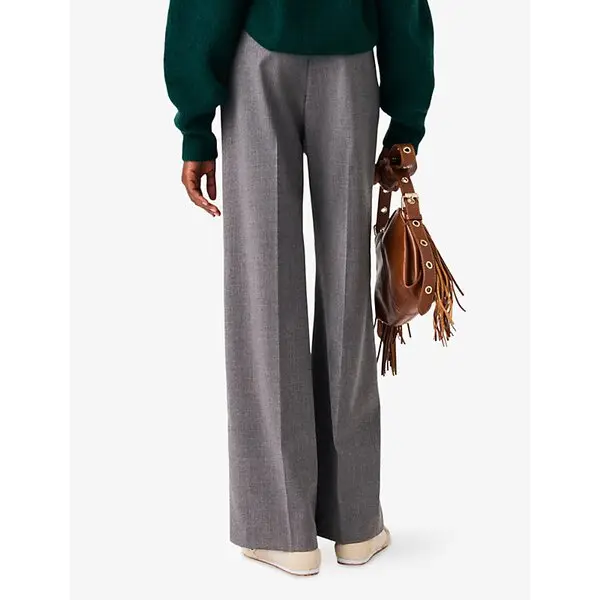 Maje Wide-leg High-rise Woven Trousers