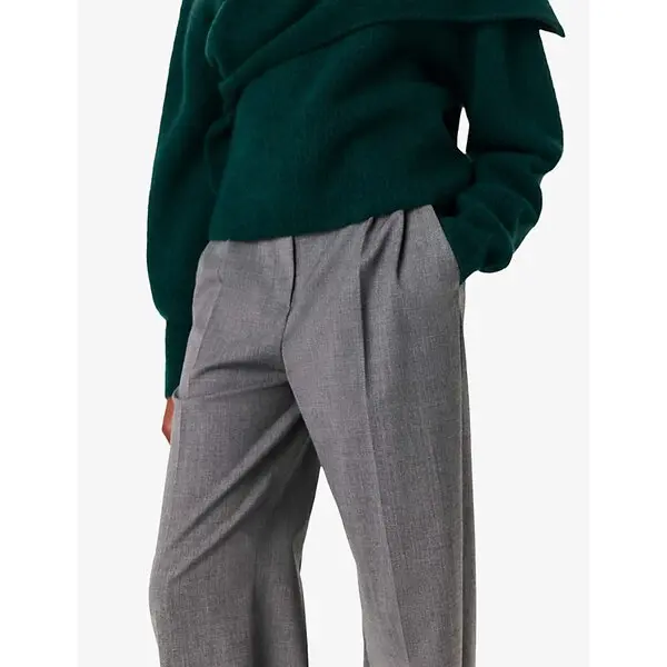 Maje Wide-leg High-rise Woven Trousers