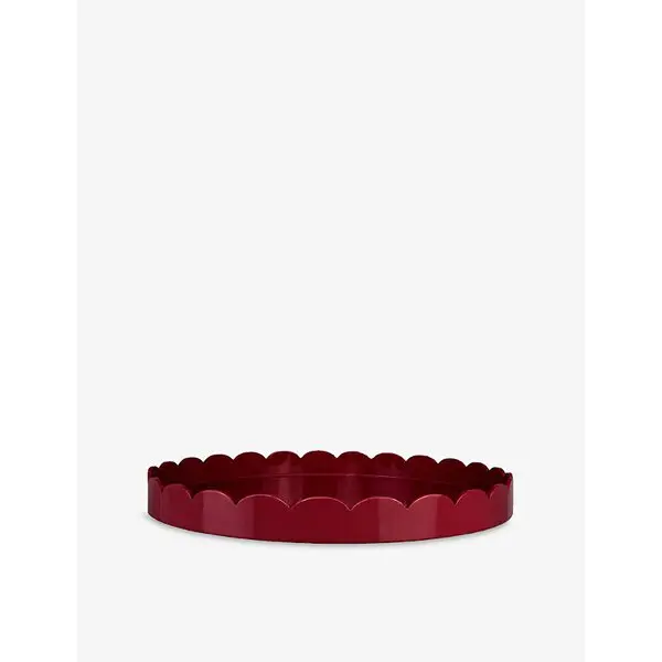 ADDISON ROSS LONDON Large Lacquered Scallop Ottoman Tray - Cherry