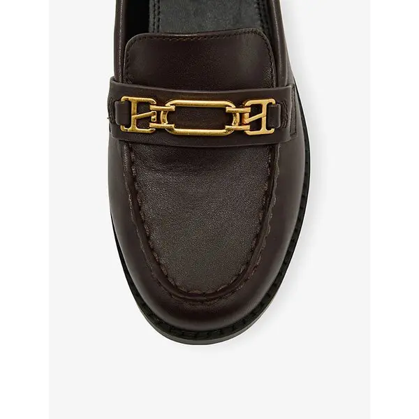 REISS Rita Hardware Leather Loafers