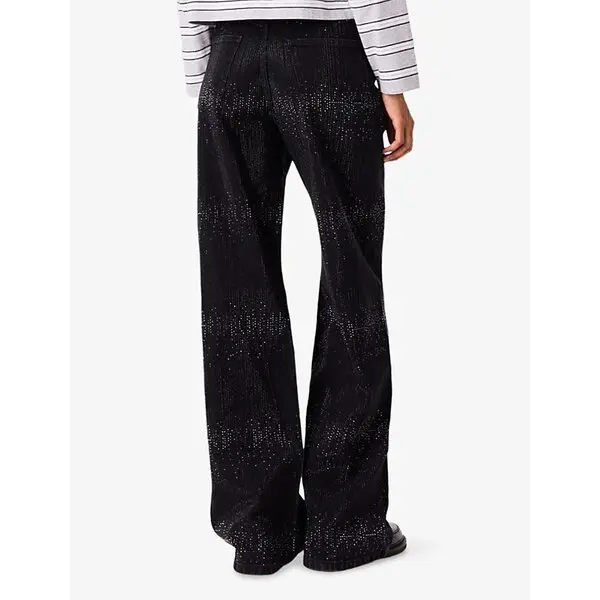 Maje Rhinestone Wide-leg Stretch-denim Jeans