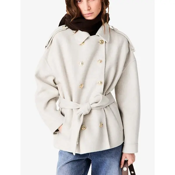 Maje Double-breasted Double-faced Wool-blend Coat