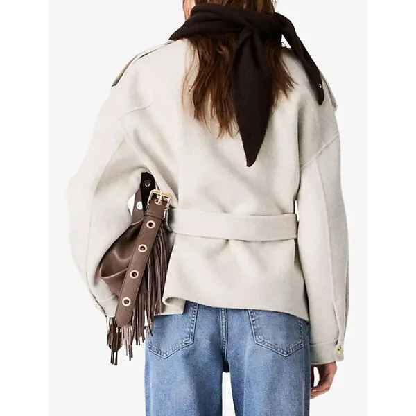 Maje Double-breasted Double-faced Wool-blend Coat