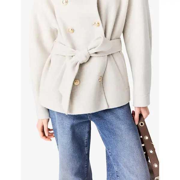 Maje Double-breasted Double-faced Wool-blend Coat