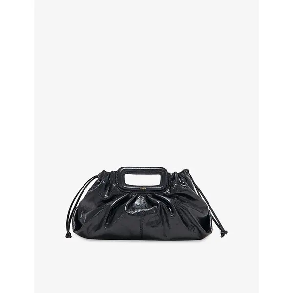 Maje Milpli Crackled Leather Shoulder Bag - Black