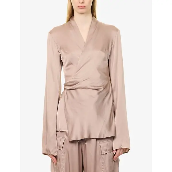 Rick Owens Laura Wrap Satin Top