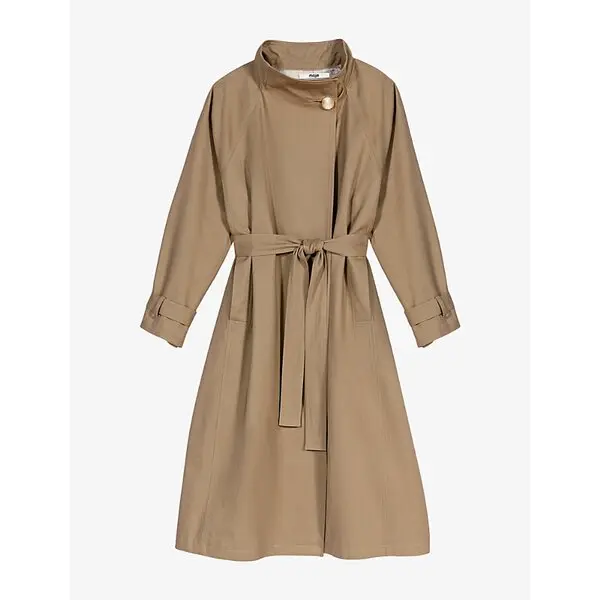 Maje Double-breasted Belted-waist Cotton Trench Coat
