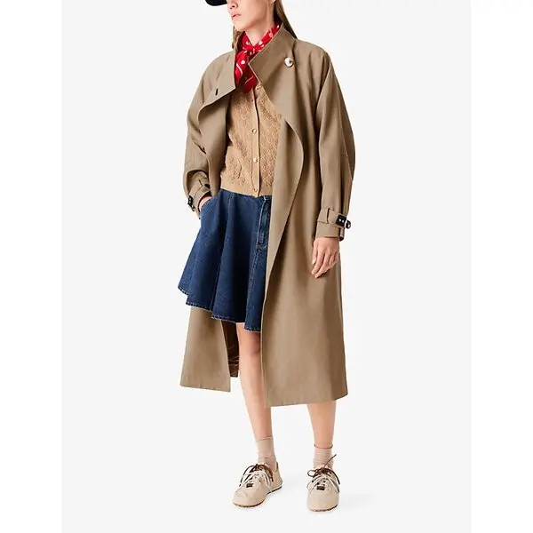 Maje Double-breasted Belted-waist Cotton Trench Coat