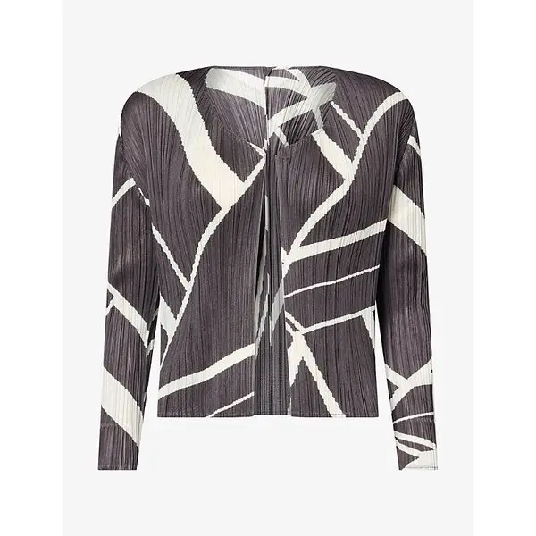 Issey Miyake Fold Line Pleated Knitted Cardigan - Black