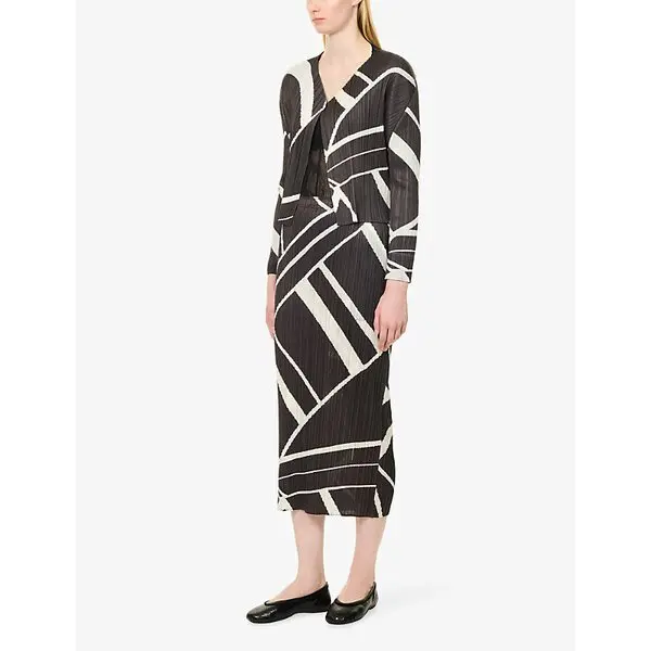 Issey Miyake Fold Line Pleated Knitted Cardigan