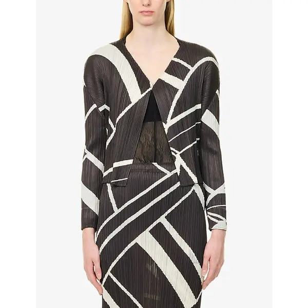 Issey Miyake Fold Line Pleated Knitted Cardigan
