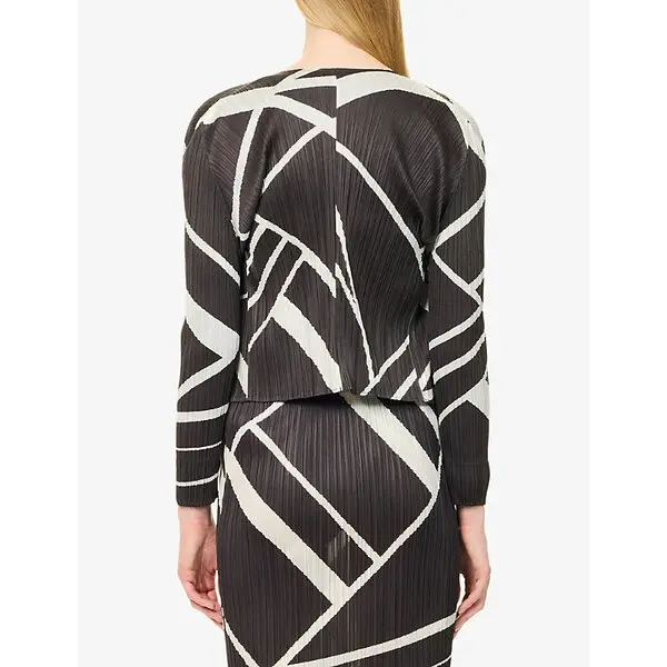 Issey Miyake Fold Line Pleated Knitted Cardigan