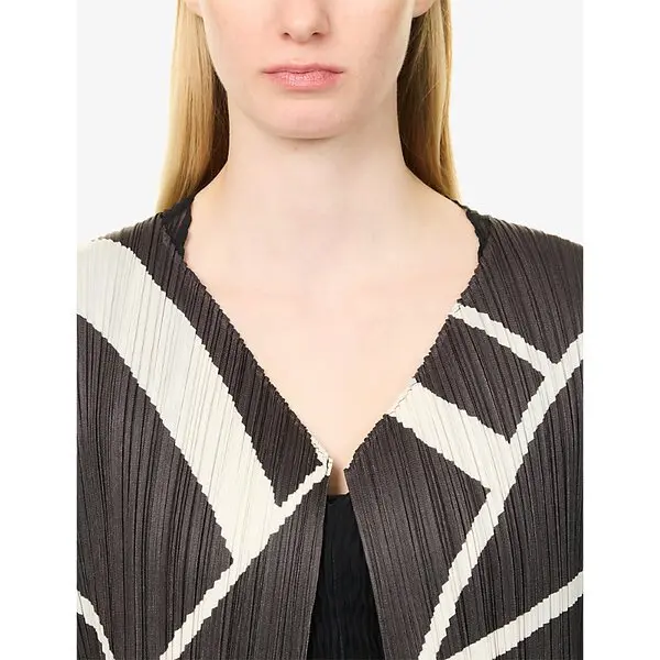 Issey Miyake Fold Line Pleated Knitted Cardigan