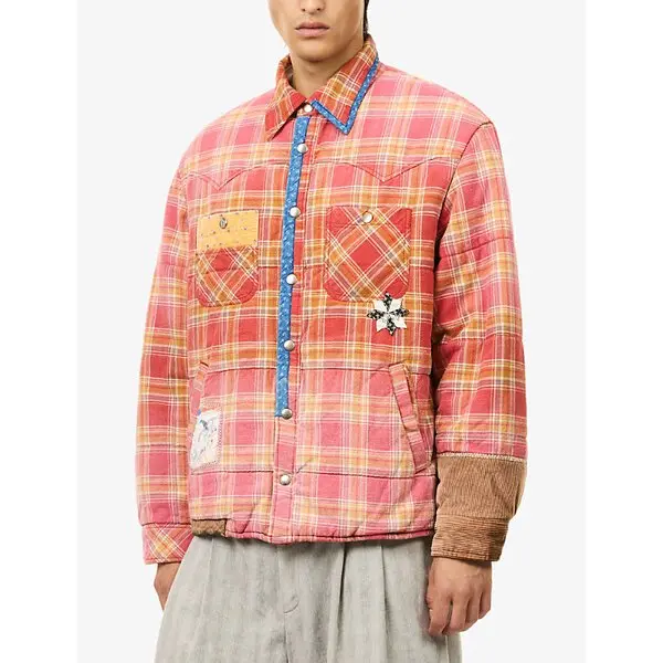 KHOKI Check-print Patchwork Cotton Jacket