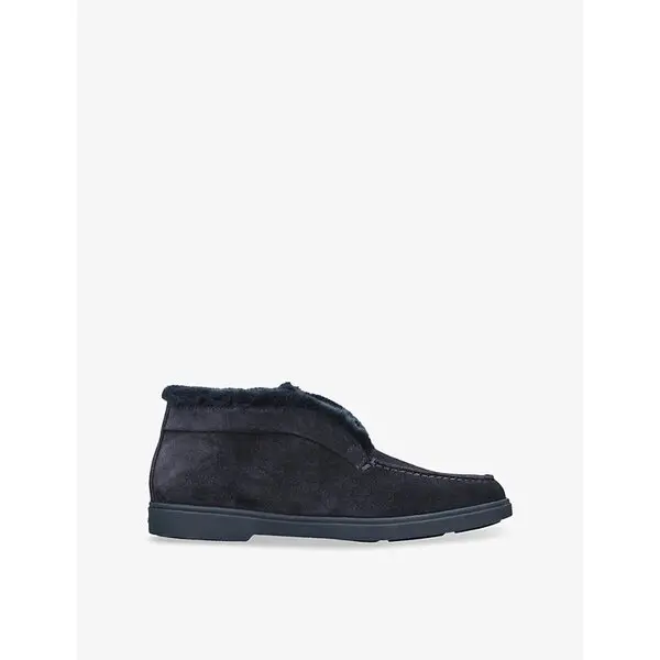Santoni Fortune Shearling-lined Suede Ankle Boots