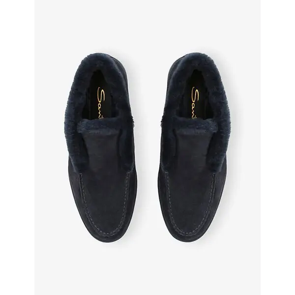 Santoni Fortune Shearling-lined Suede Ankle Boots