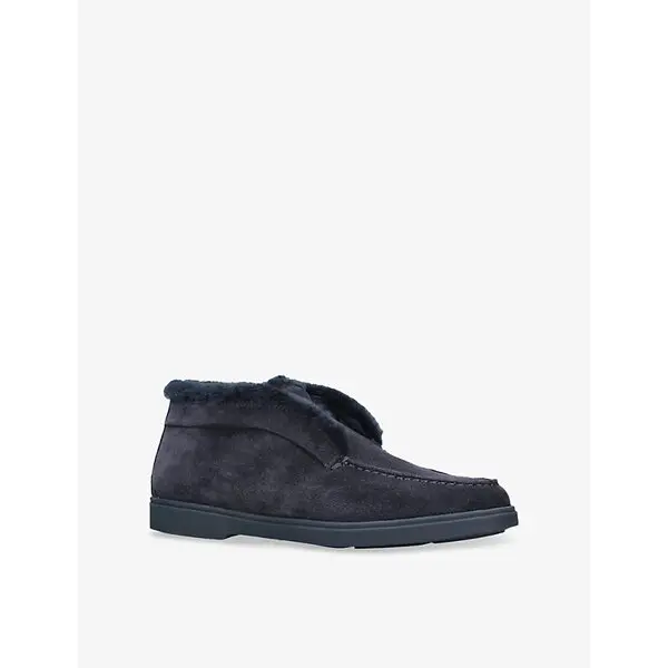 Santoni Fortune Shearling-lined Suede Ankle Boots