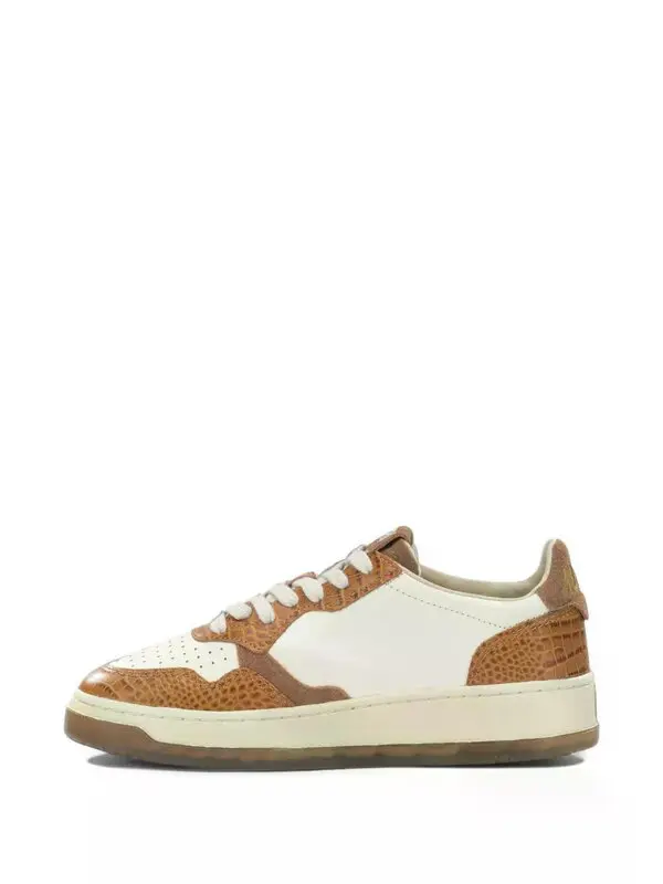 AUTRY Medalist Low Crocodile-embossed Leather Sneakers - Neutrals