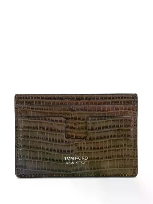 TOM FORD Croc-effect Cardholder - Brown