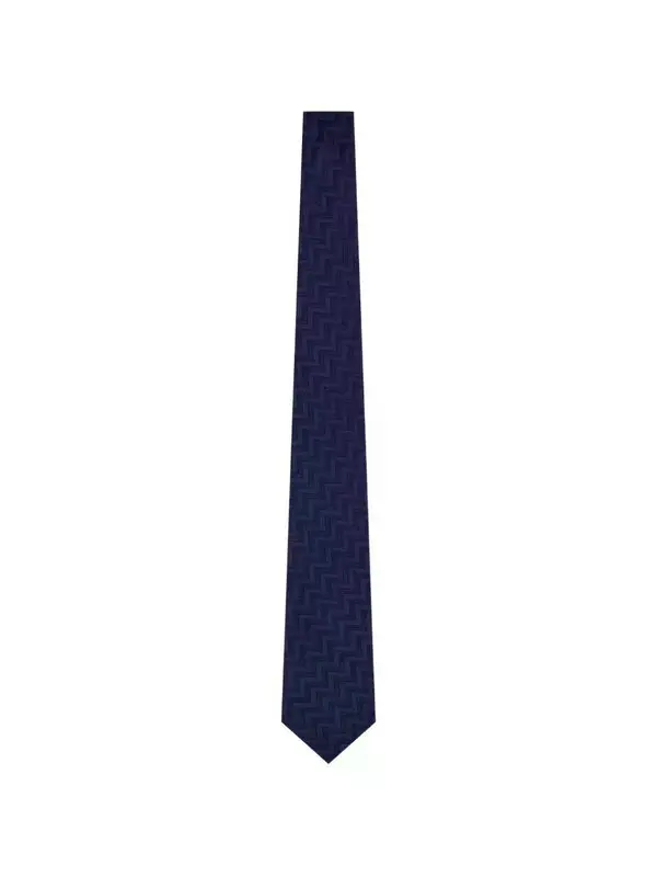 Giorgio Armani Zigzag Jacquard Neck Tie - Blue