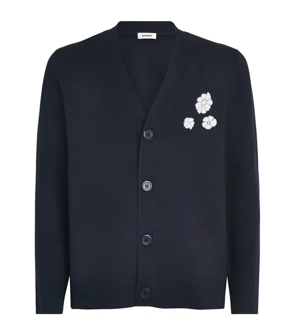Sandro Jacquard Flower Cardigan - Blue