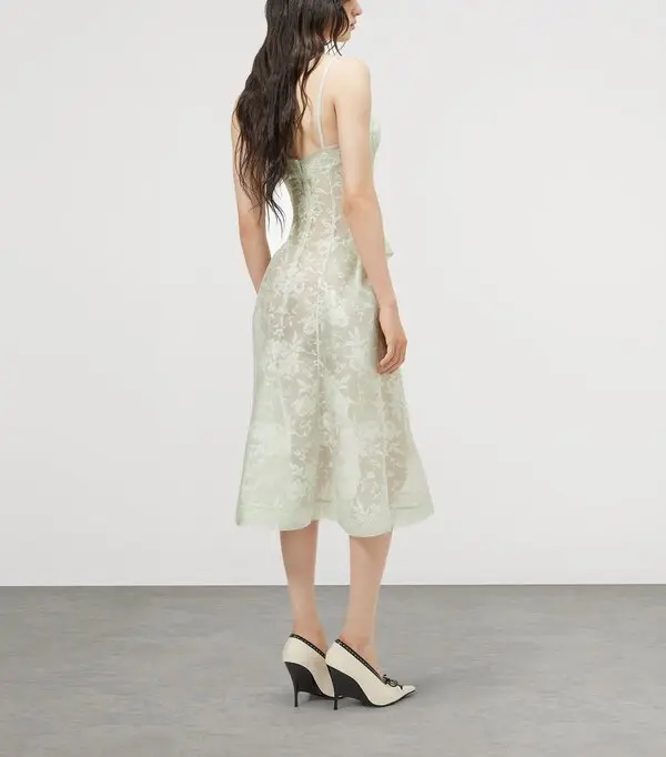 Alexander McQueen Silk Lace Floral Midi Dress