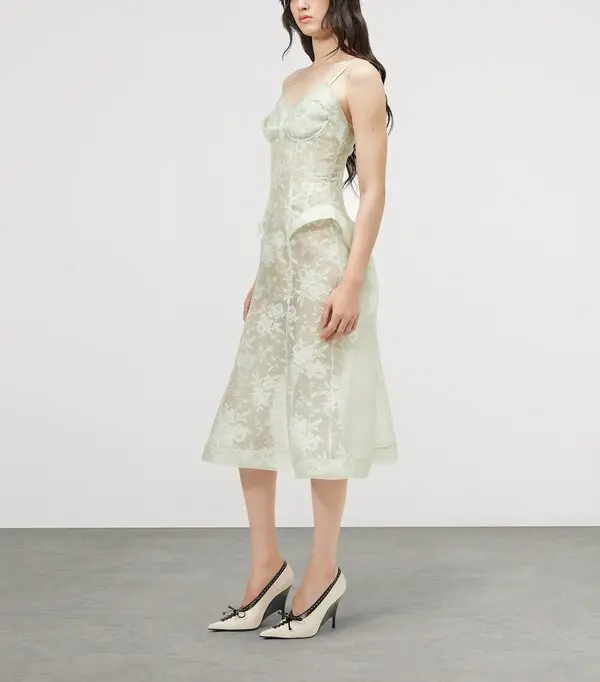 Alexander McQueen Silk Lace Floral Midi Dress