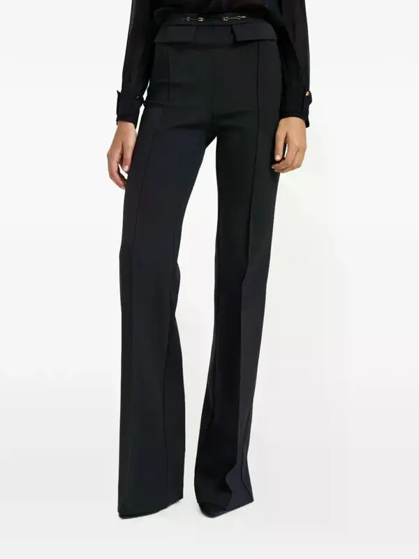 Elisabetta Franchi Logo-plaque Flared Trousers - Black