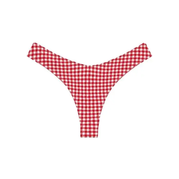 MONTCE Micro Gingham Lulu Zig-zag Stitch Bikini Bottom - Red