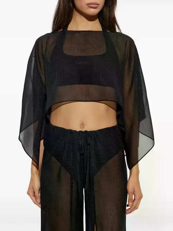 Balmain Monogram Beach Top In Chiffon