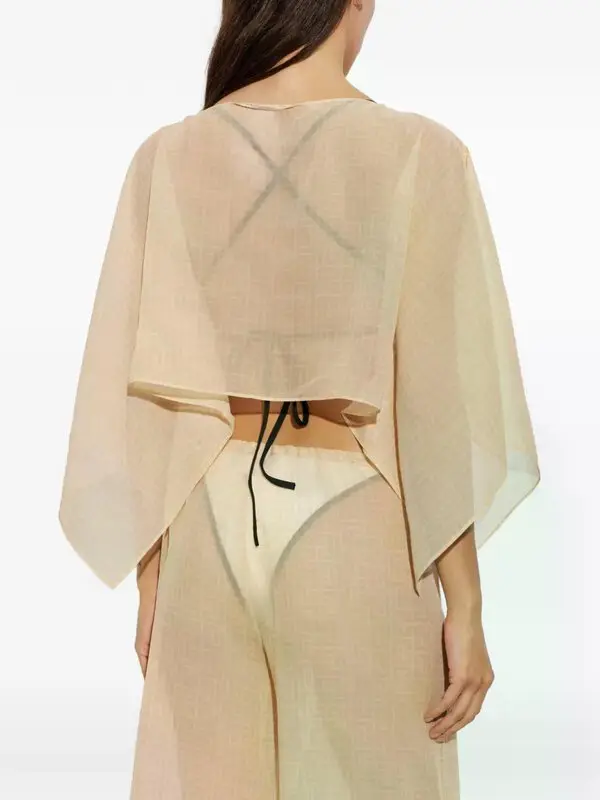 Balmain Monogram-pattern Cropped Poncho - Neutrals