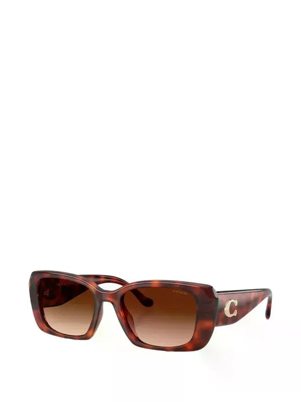 COACH Maxi Sculpted C Tortoiseshell-effect Rectangle-frame Sunglasses - Brown