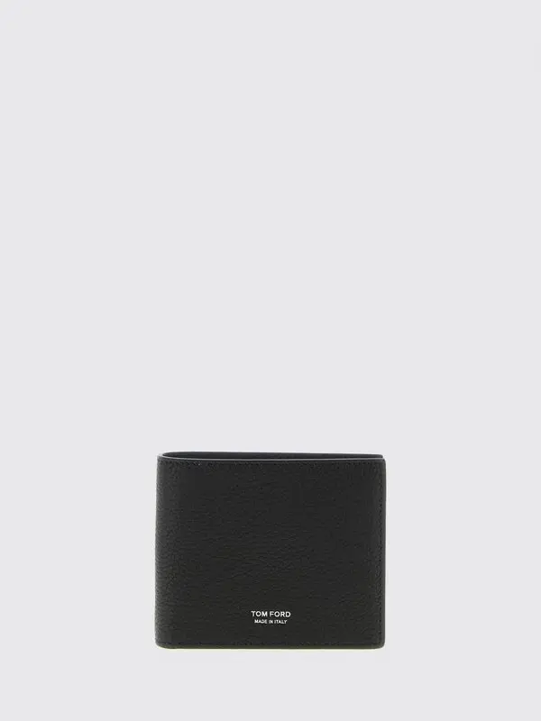 TOM FORD Bifold Calf Leather Wallet With Bill Compartment And Logo - Black