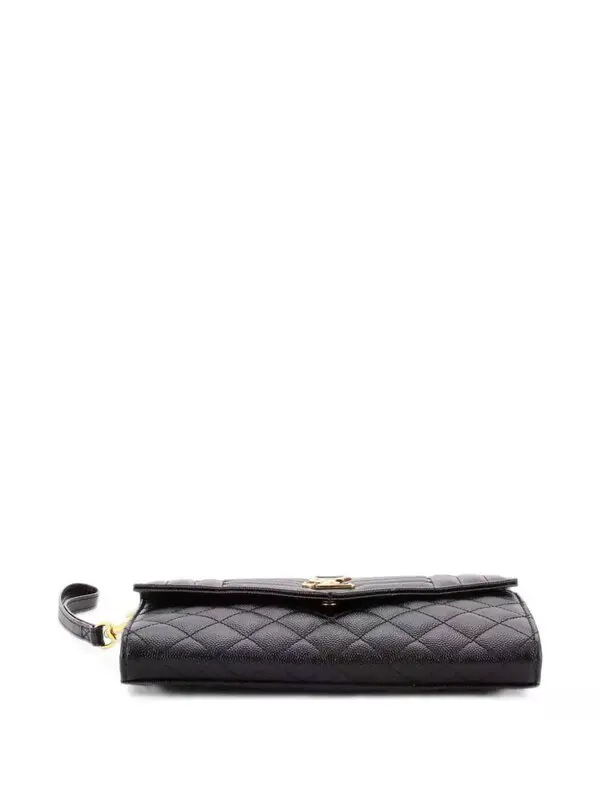 Saint Laurent Classic Monogram Envelope Wristlet Mixed Matelasse Leather Clutch Bag