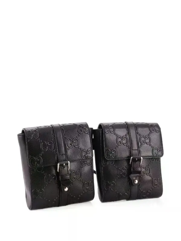 Gucci Double Gg Embossed Perforated Leather Belt Bag