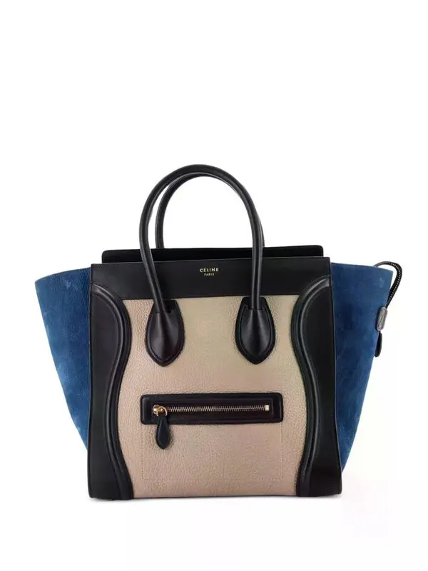 Celine Tricolor Luggage Bag Leather Mini Tote - Black