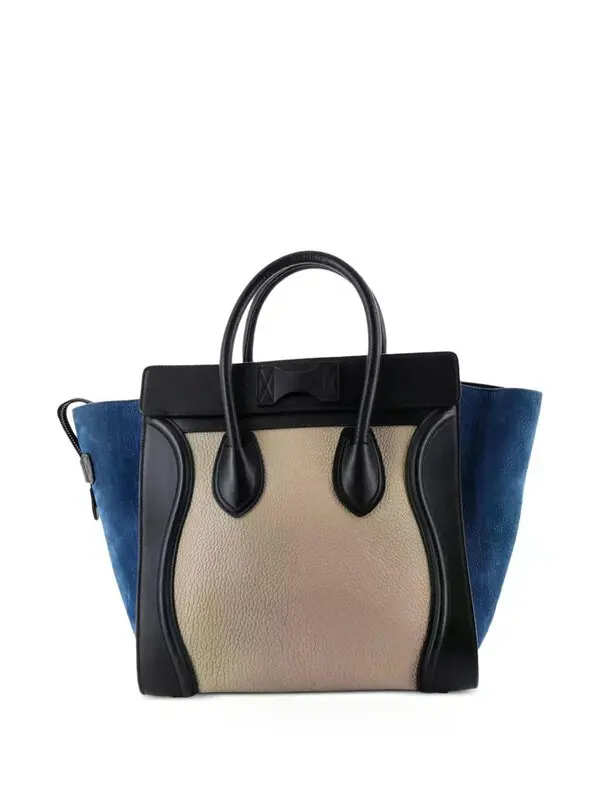 Celine Tricolor Luggage Bag Leather Mini Tote - Black