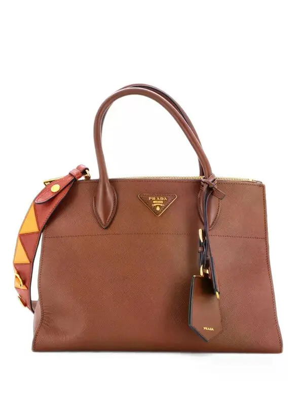 Prada Paradigme Tote Saffiano Leather Medium Satchel - Brown