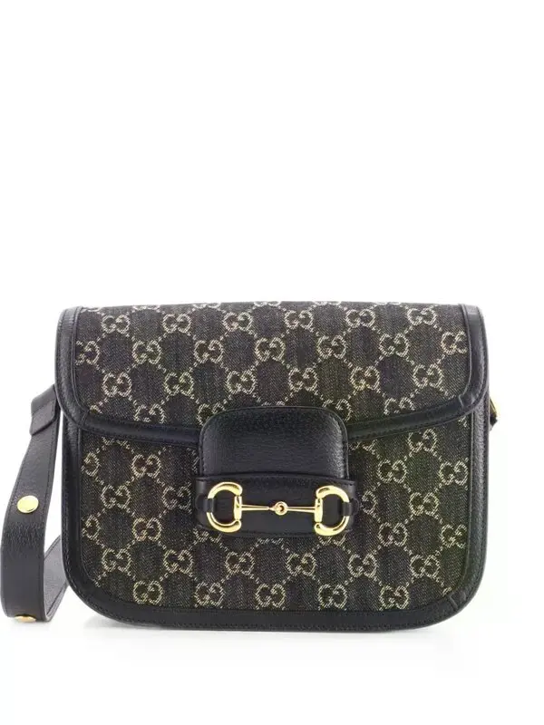 Gucci Horsebit 1955 Gg Denim Small Shoulder Bag