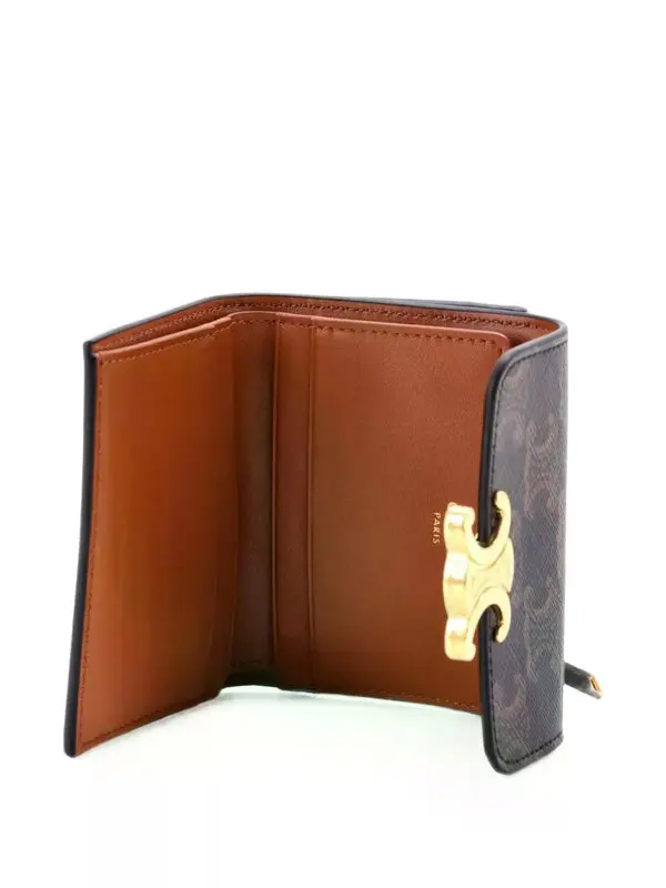 Celine Triomphe Wallet With Coin Purse Triomphe Coated Canvas Compact Small Wallets