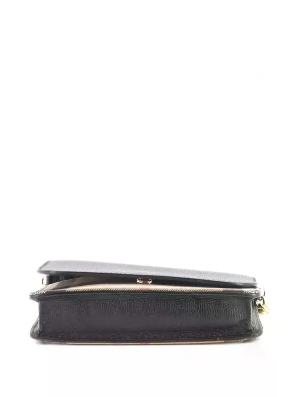 Burberry Hampshire Wallet On Chain Leather And House Check Canvas Crossbody Bag - Black