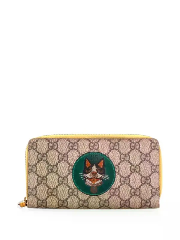 Gucci Zip Around Wallet Gg Coated Canvas With Applique Small Wallets