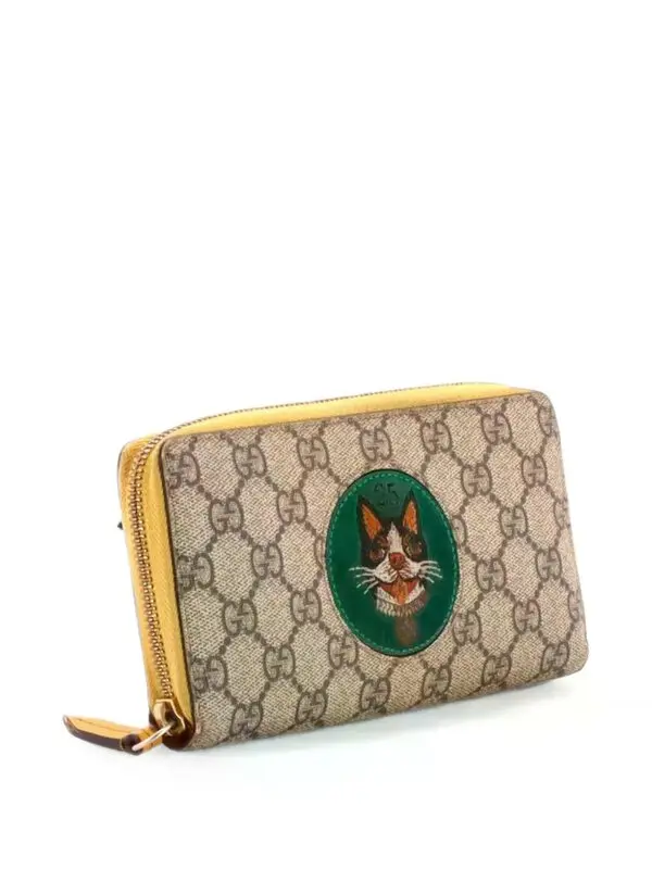 Gucci Zip Around Wallet Gg Coated Canvas With Applique Small Wallets