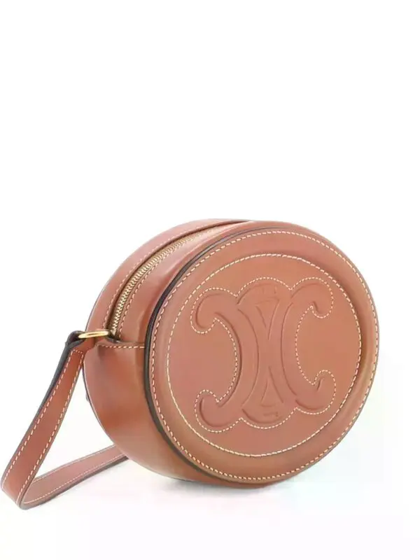 Celine Triomphe Oval Leather Mini Crossbody Bag - Brown