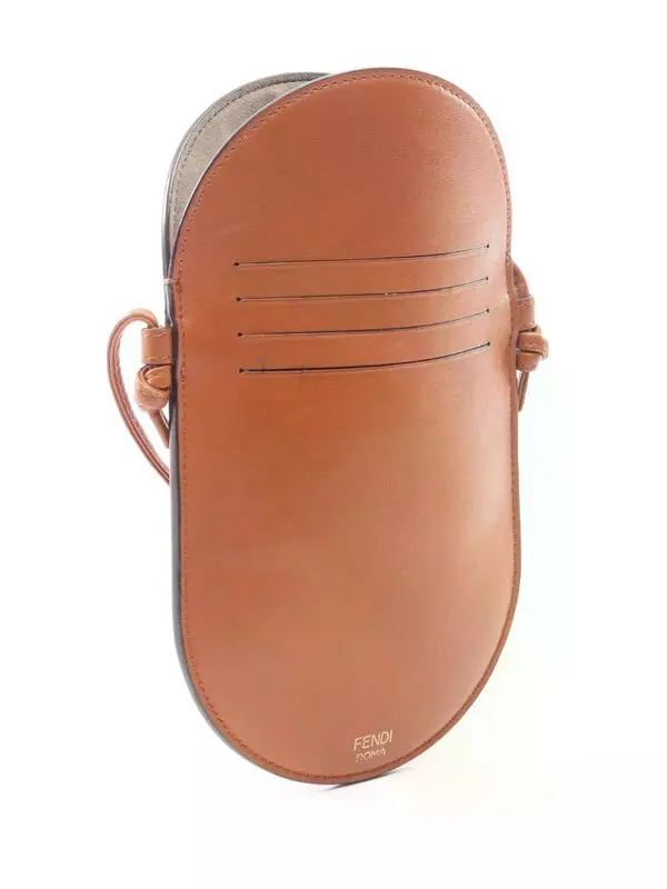 Fendi 2010-2026 Calfskin And Suede O Lock Phone Holder Crossbody Bag - Brown