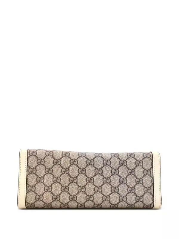 Gucci Padlock Chain Tote Gg Coated Canvas With Leather Small Shoulder Bag - White