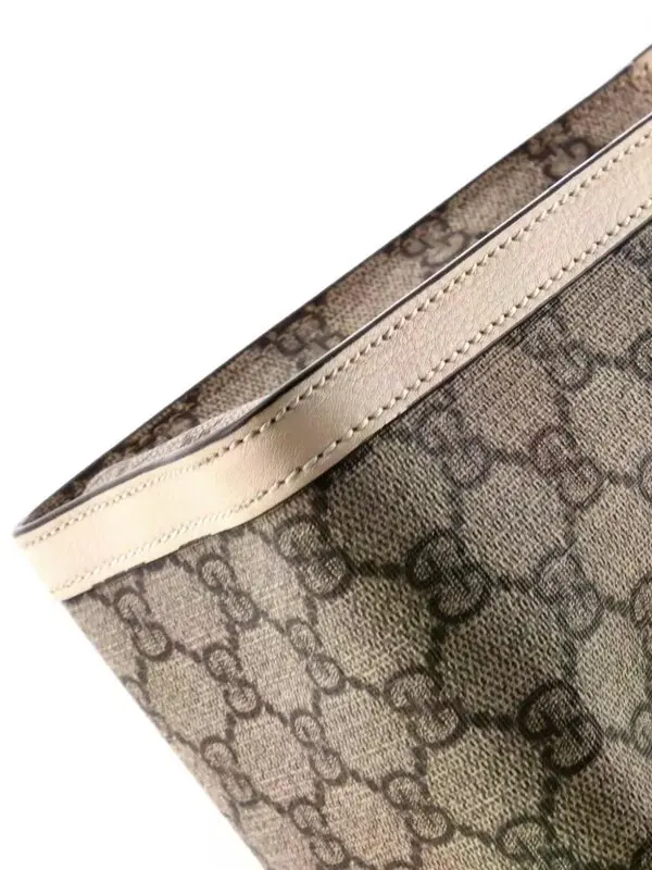 Gucci Padlock Chain Tote Gg Coated Canvas With Leather Small Shoulder Bag - White