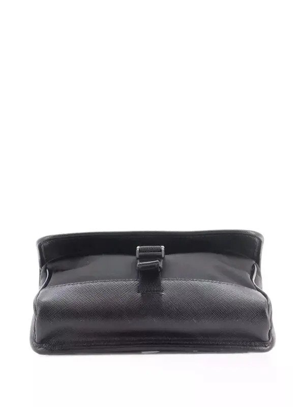 Prada Buckle Flap Re-nylon And Leather Small Crossbody Bag
